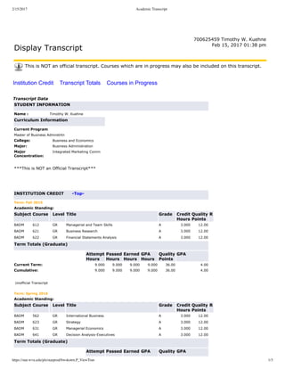 Academic Transcript | PDF