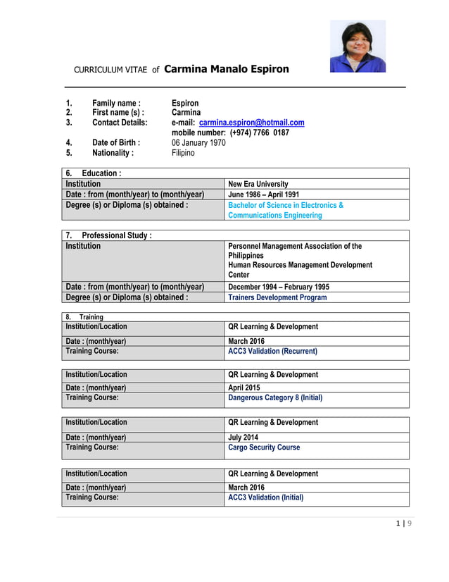 CME's CV as of May 2016 | PDF