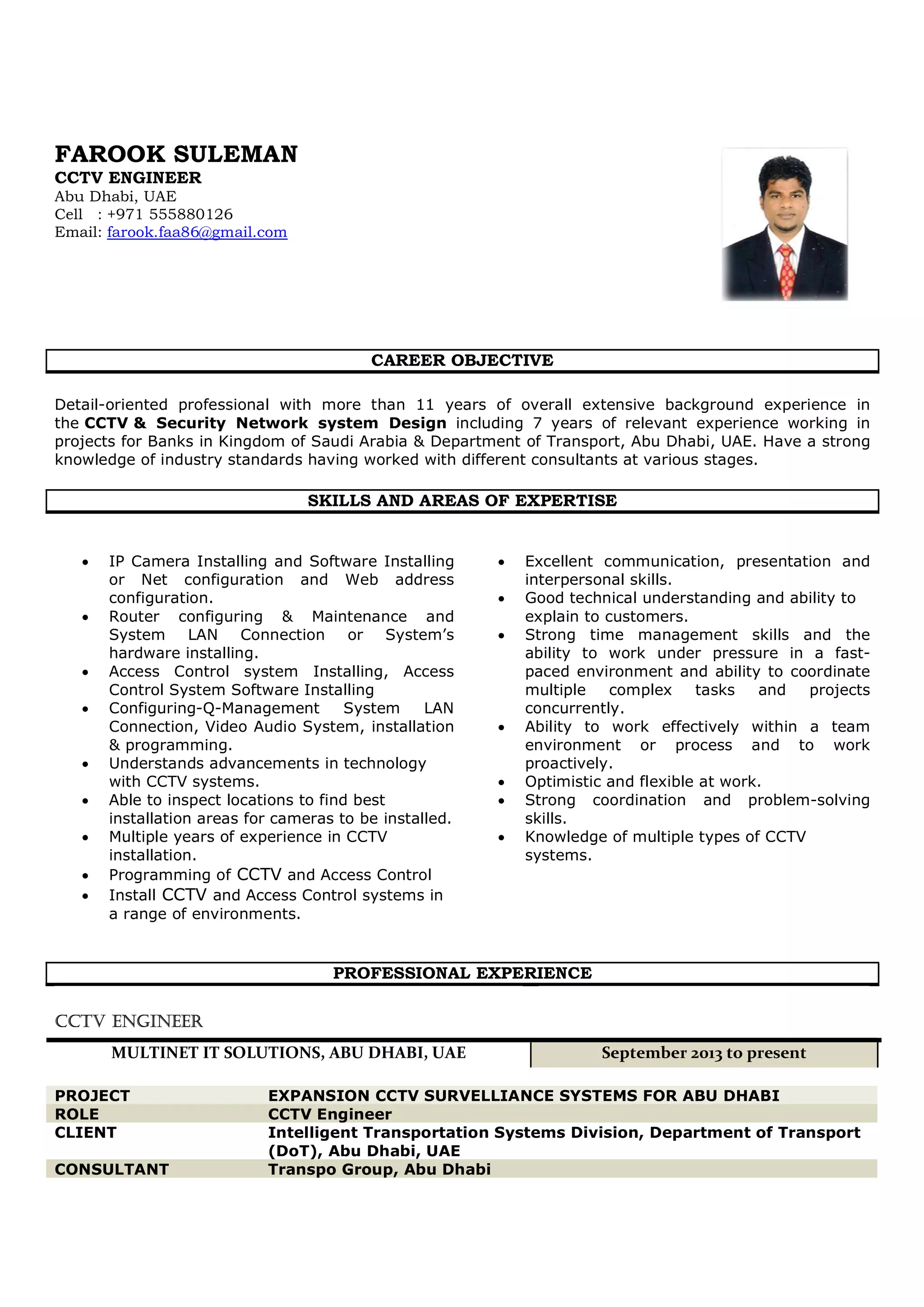 Farook_CCTV Engineer | PDF