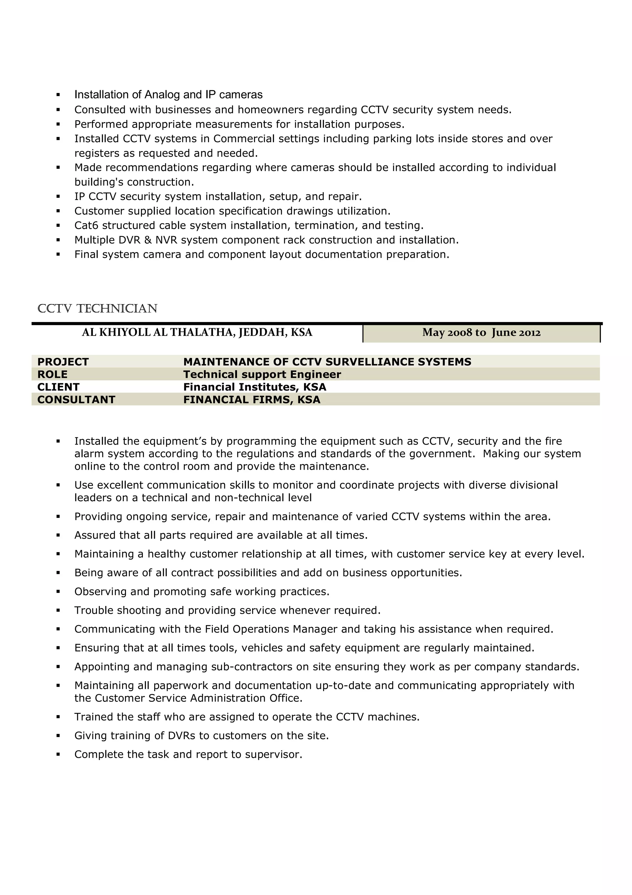 Farook_CCTV Engineer | PDF