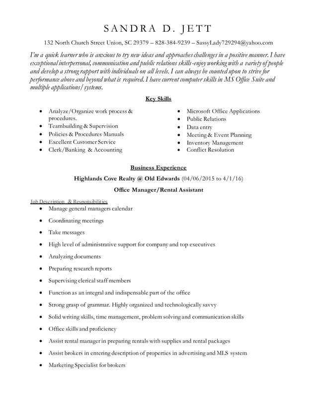 Sandra's Resume 06-16 | PDF