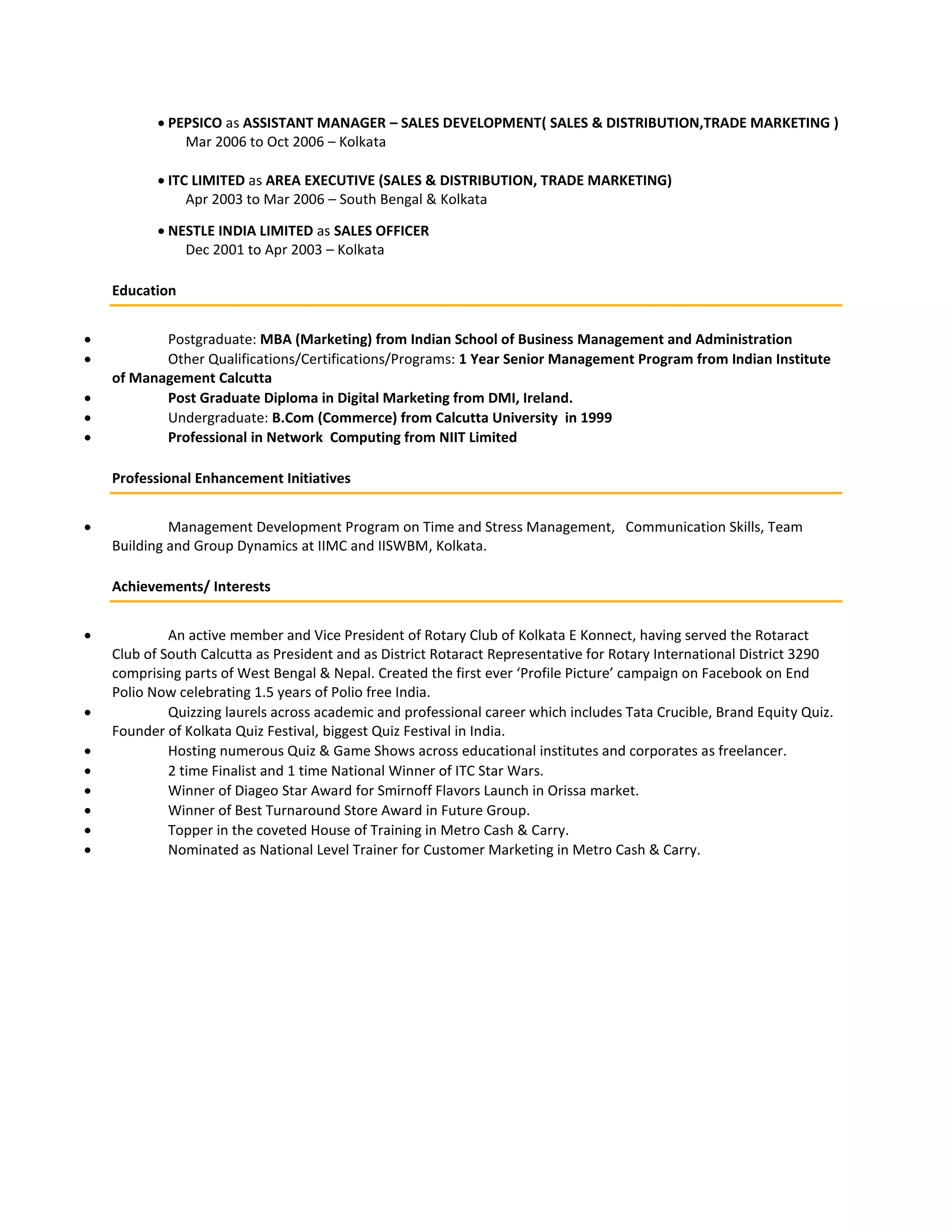 SAMRAT SENGUPTA CV | PDF | Business Administration | Business