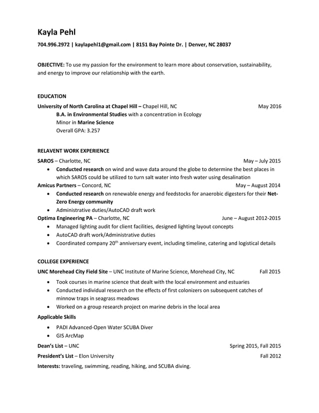 Kayla Pehl Resume | PDF | Scuba Diving | Extreme Sports