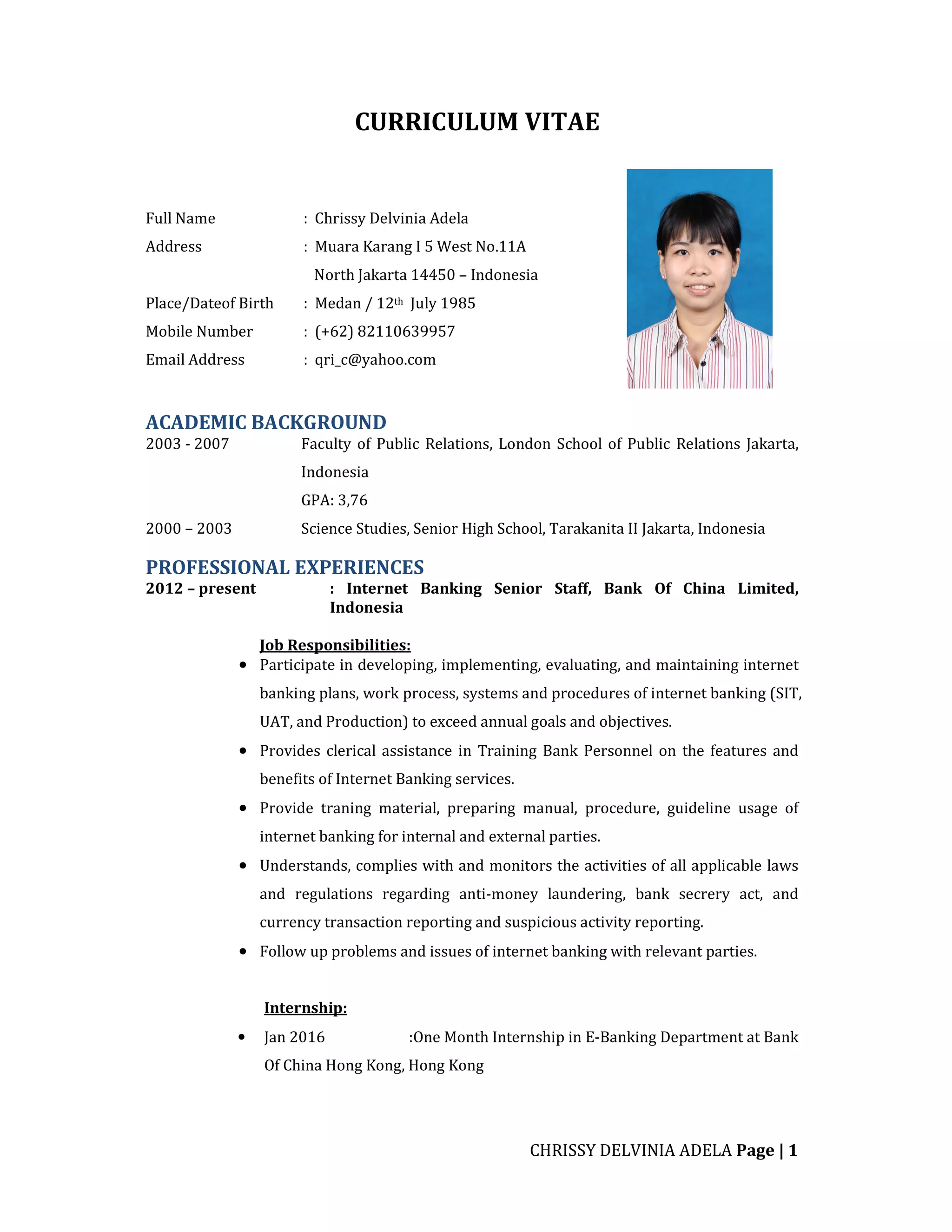 Curriculum Vitae - Chrissy | PDF | Business Administration | Business