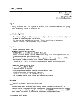Larry Turner's Resume' (1) | DOCX