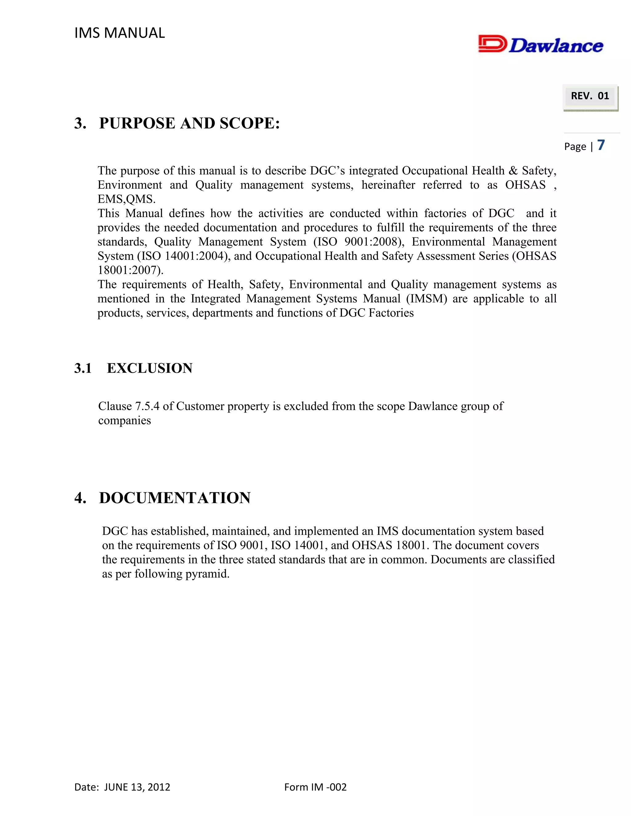 IMS MANUAL REV. 012 | PDF