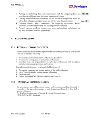 IMS MANUAL REV. 012 | PDF