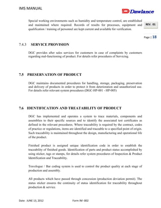 IMS MANUAL REV. 012 | PDF