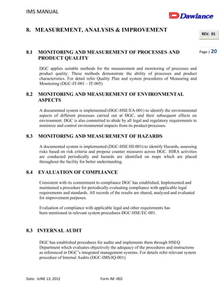 IMS MANUAL REV. 012 | PDF