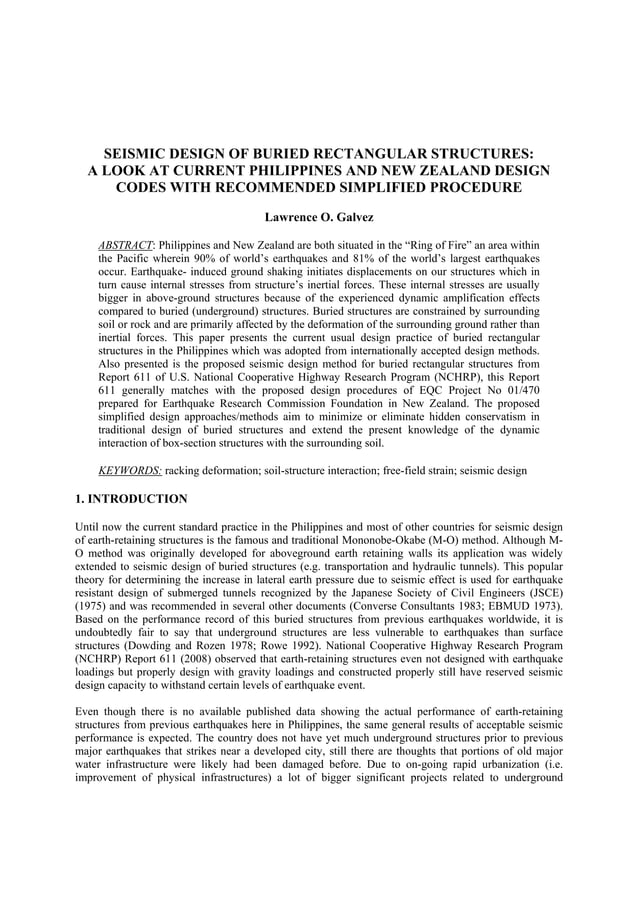 Seismic Design of Buried Structures in PH and NZ | PDF | Civil ...