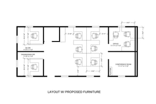 ENGINEERING MODULAR BUILDING FLOOR PLAN WITH PROPOSED FURNITURE FROM