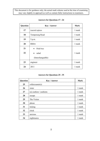 Pt3 reading sample test key | PDF