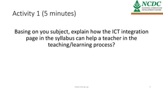 Use of ICT in learning Ncdc | PPT
