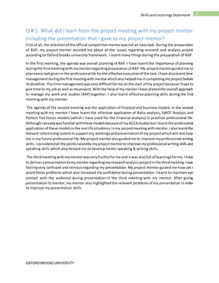 Skills and Learnings Statement | DOCX