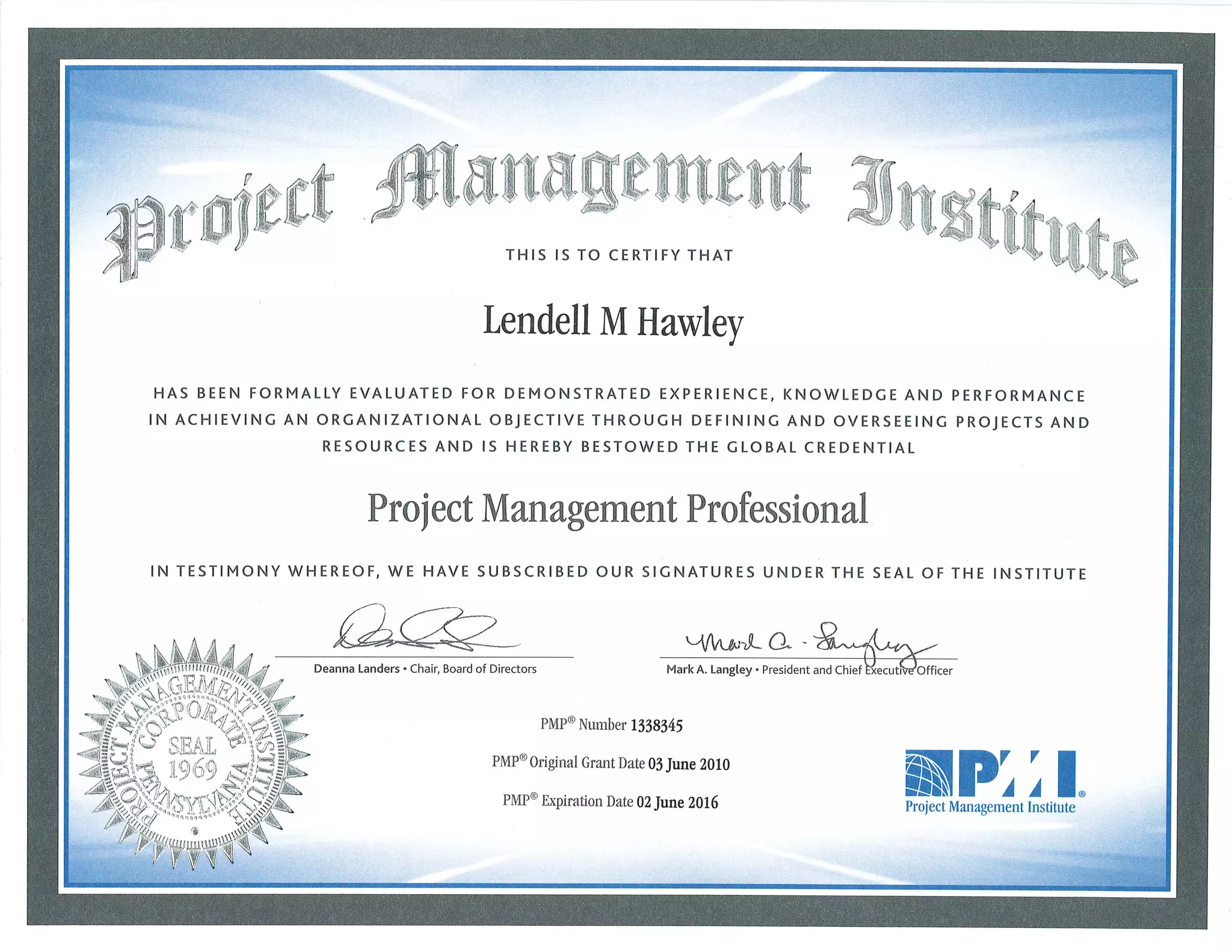 PMI - Project Management Professional - Certificate | PDF