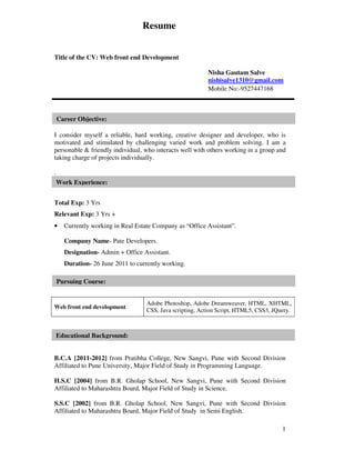 Nisha Salve-Resume | PDF