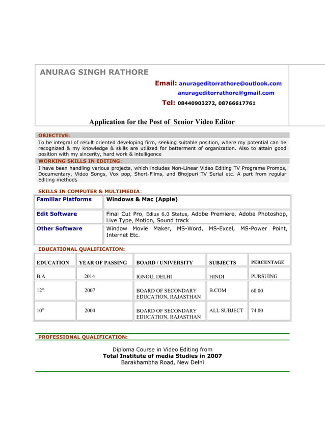 ANURAG_RESUME_JUNE_2014_delhi_Add | PDF