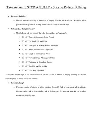 Bullying Handout | PDF