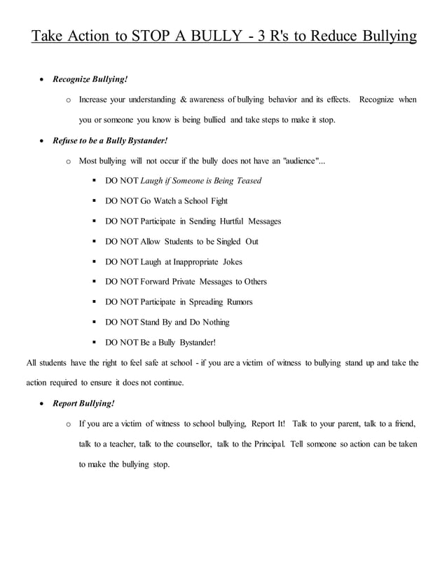 Bullying Handout | PDF