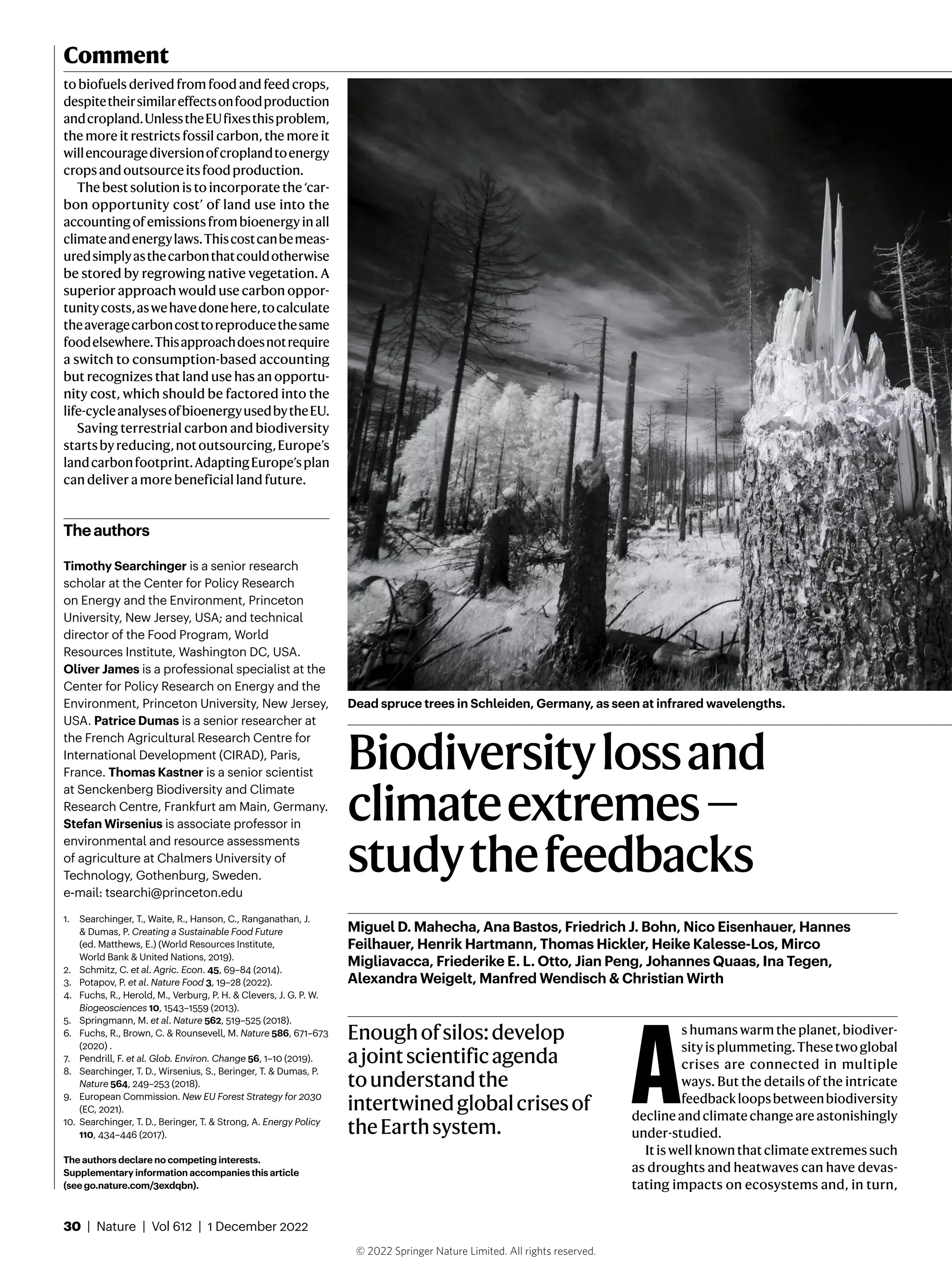 Article in Nature: Biodiversity Loss and Climate extremes: study the feedbacks | PDF