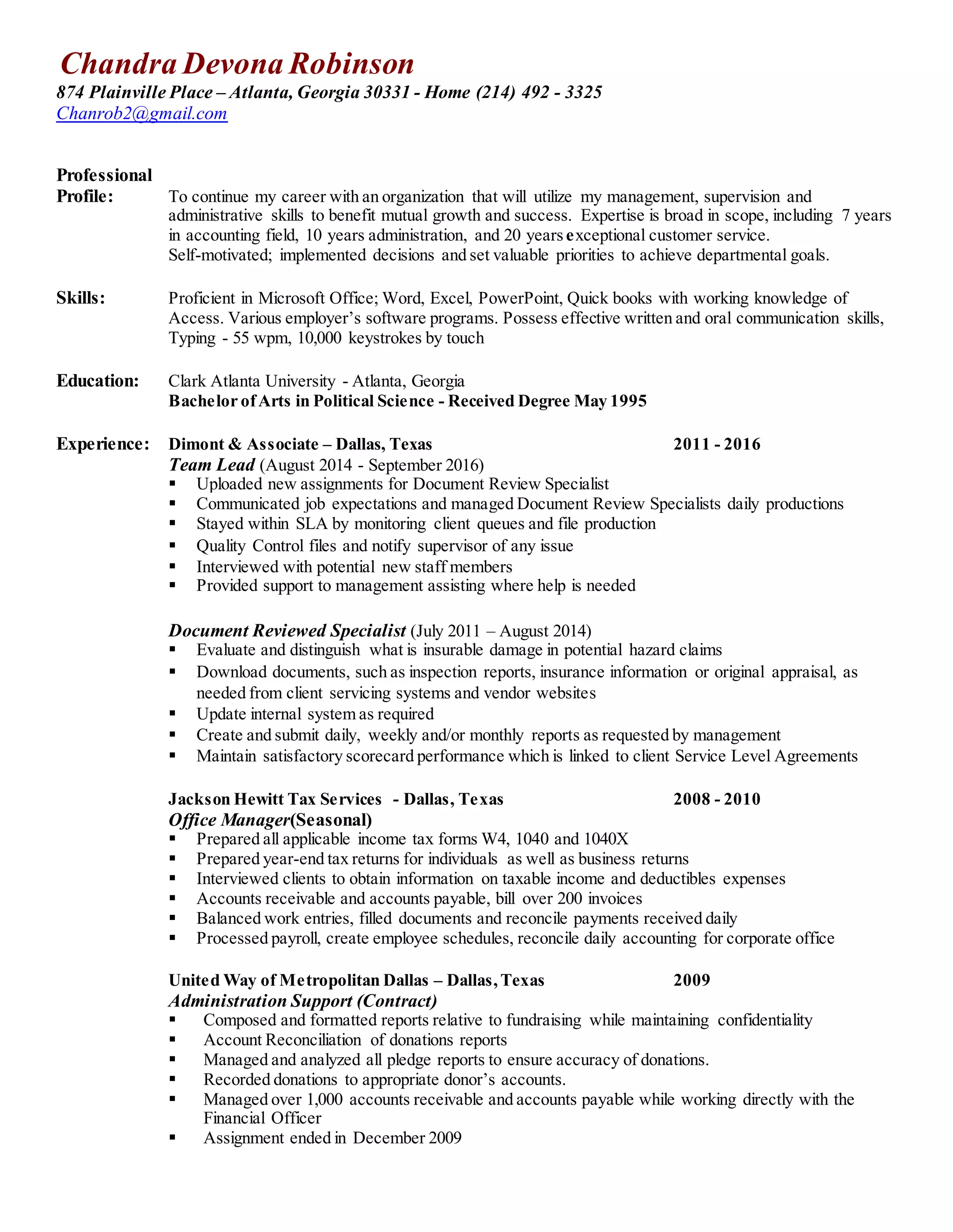Chandra D. R. Resume | DOCX