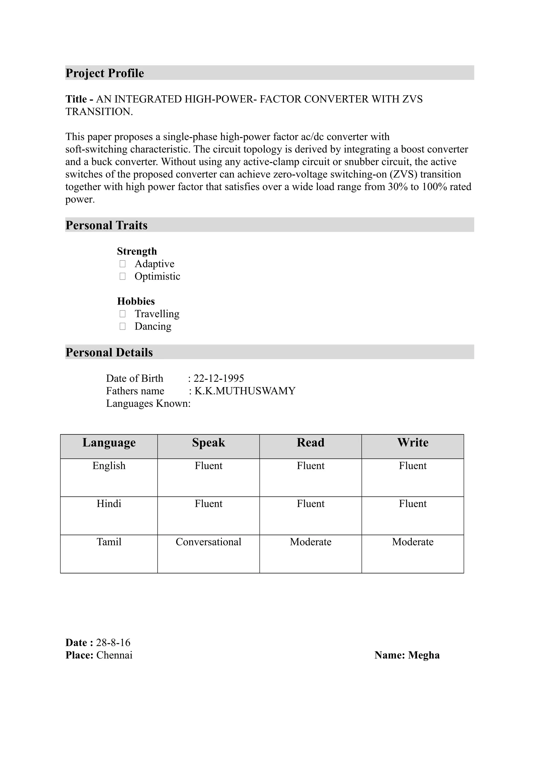 megha new resume | RTF | Technology & Computing