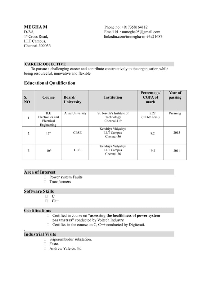 megha new resume | RTF | Technology & Computing