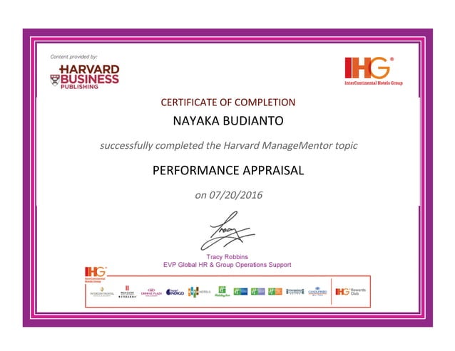 Performance Appraisal certificate | PPT