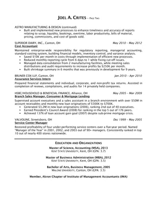 Joel Crites - resume | PDF | Business Accounting & Finance | Business