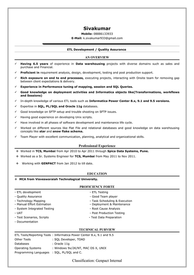 Siva - Resume | DOC | Databases | Computer Software and Applications