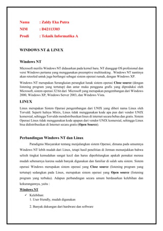 Windows NT dan Linux | PDF
