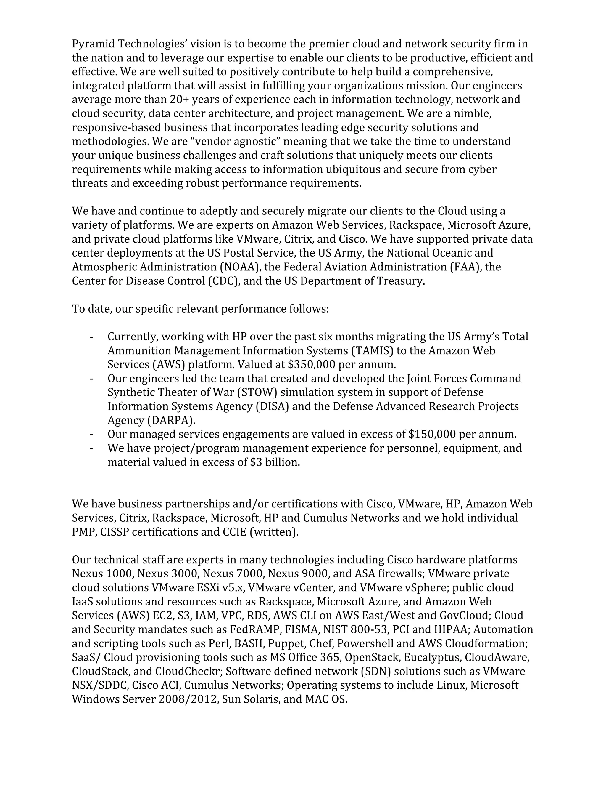 Pyramid Technologies Capability Statement & Technical | PDF