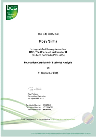 BCS-BA eCertificate | PDF | Business Administration | Business