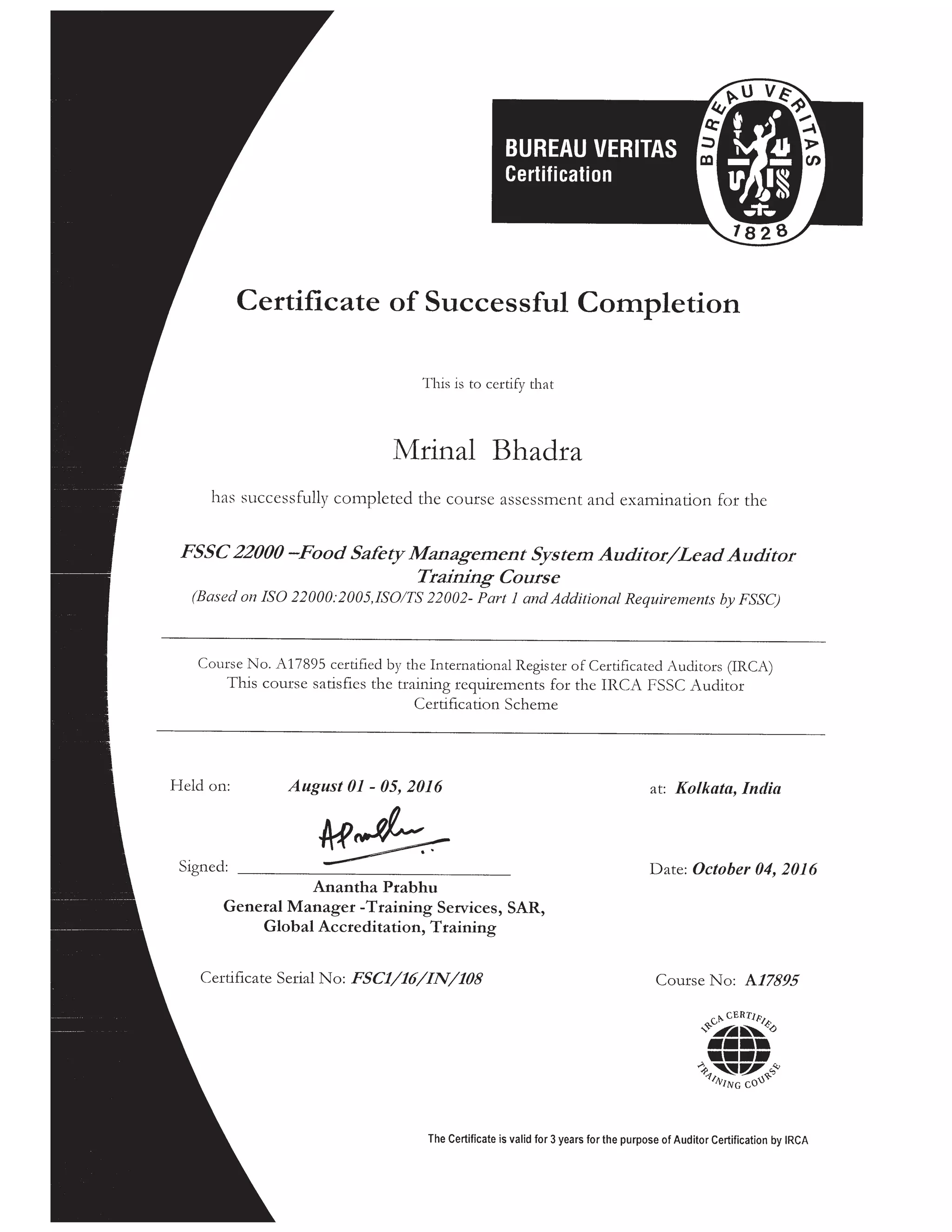 IRCA Certificate | PDF