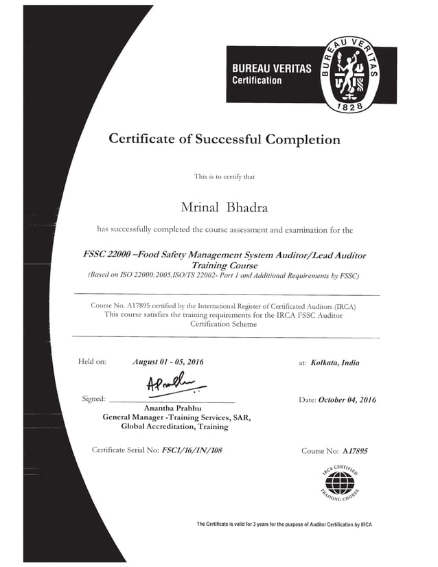 IRCA Certificate | PDF
