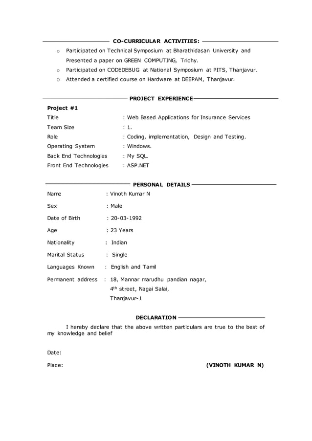 Vinod resume | PDF