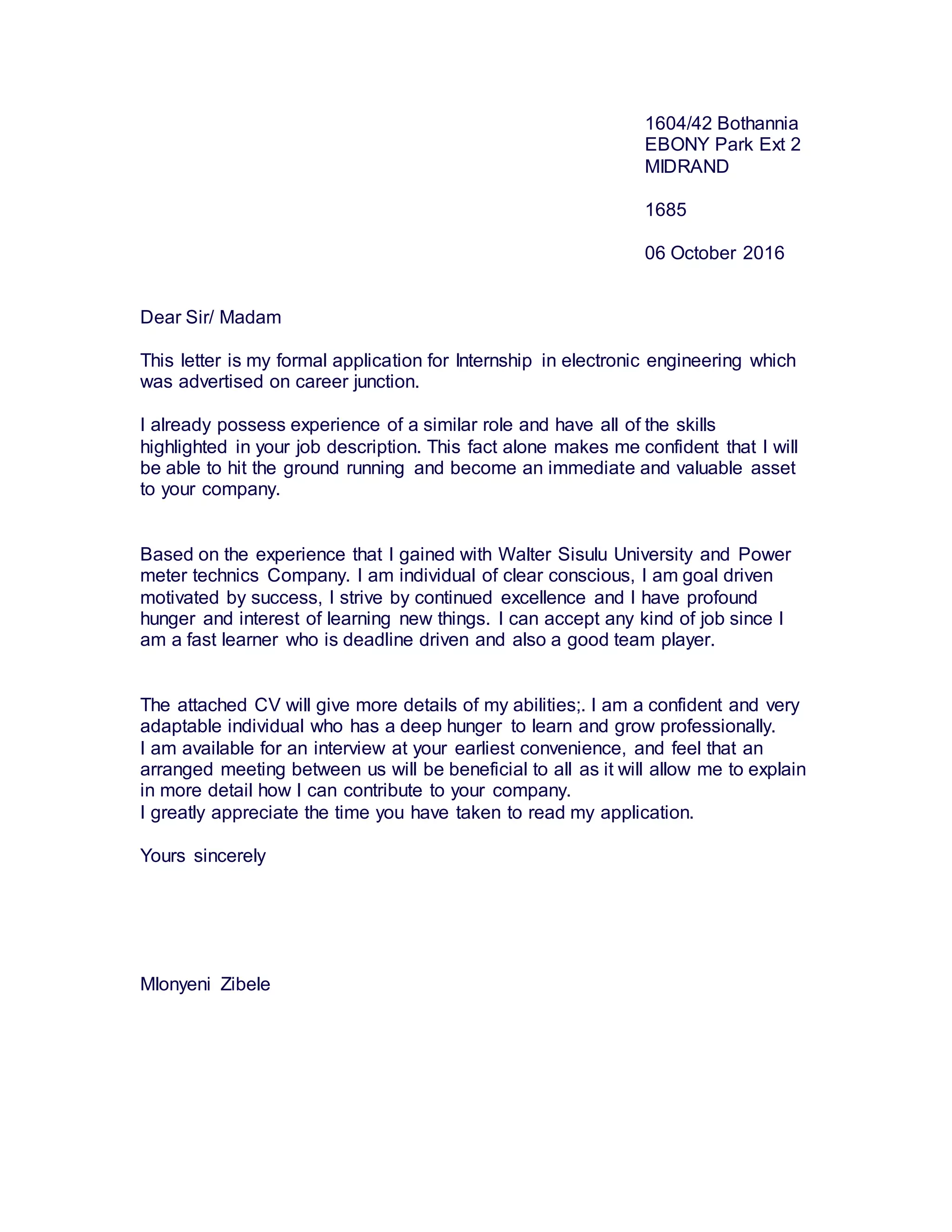 Mlonyeni ZibeleCV | PDF