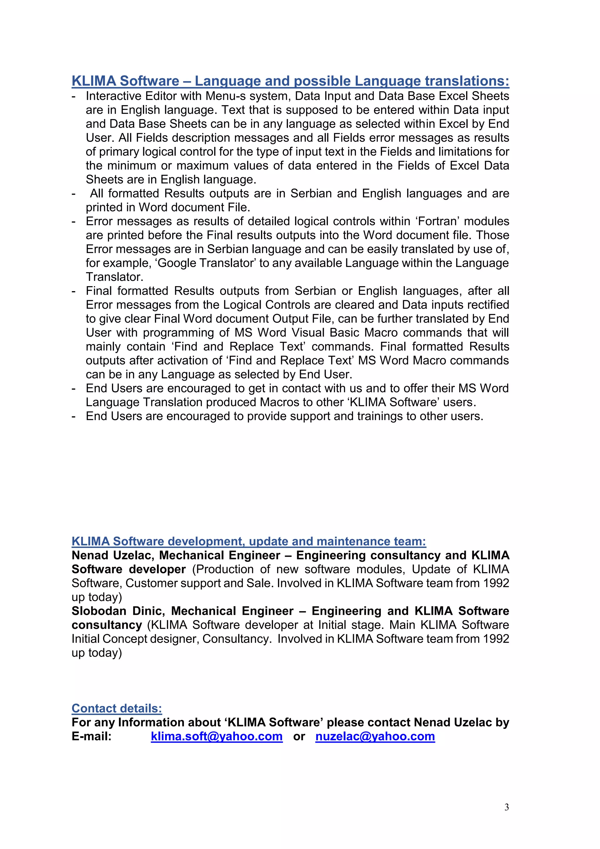 KLIMA Software - Description | PDF | Computer Software and Applications | Computing