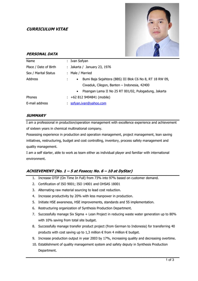 CV Ivan Sofyan_Oct 2016 | PDF