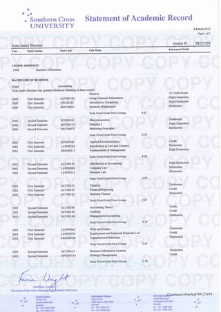 SCU letter and transcript | PDF