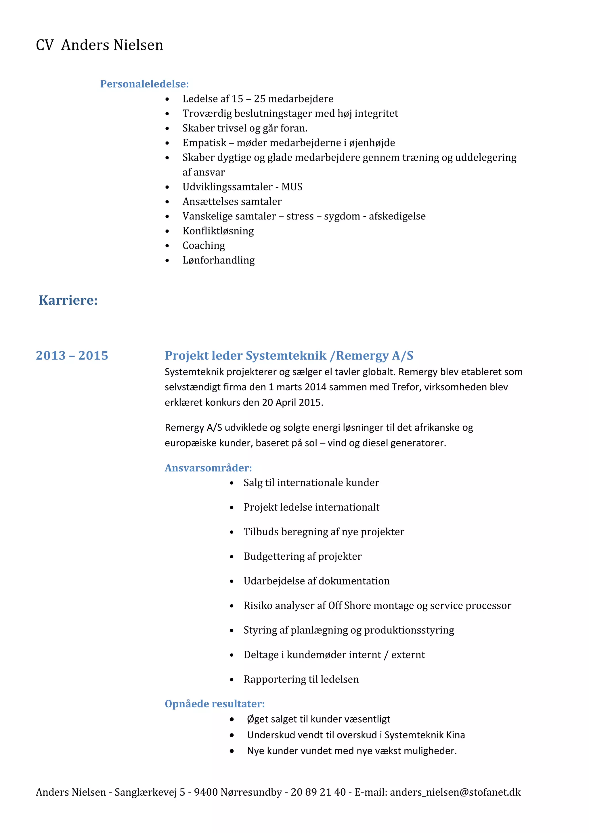 Anders Nielsen CV 18-01-2016 | PDF
