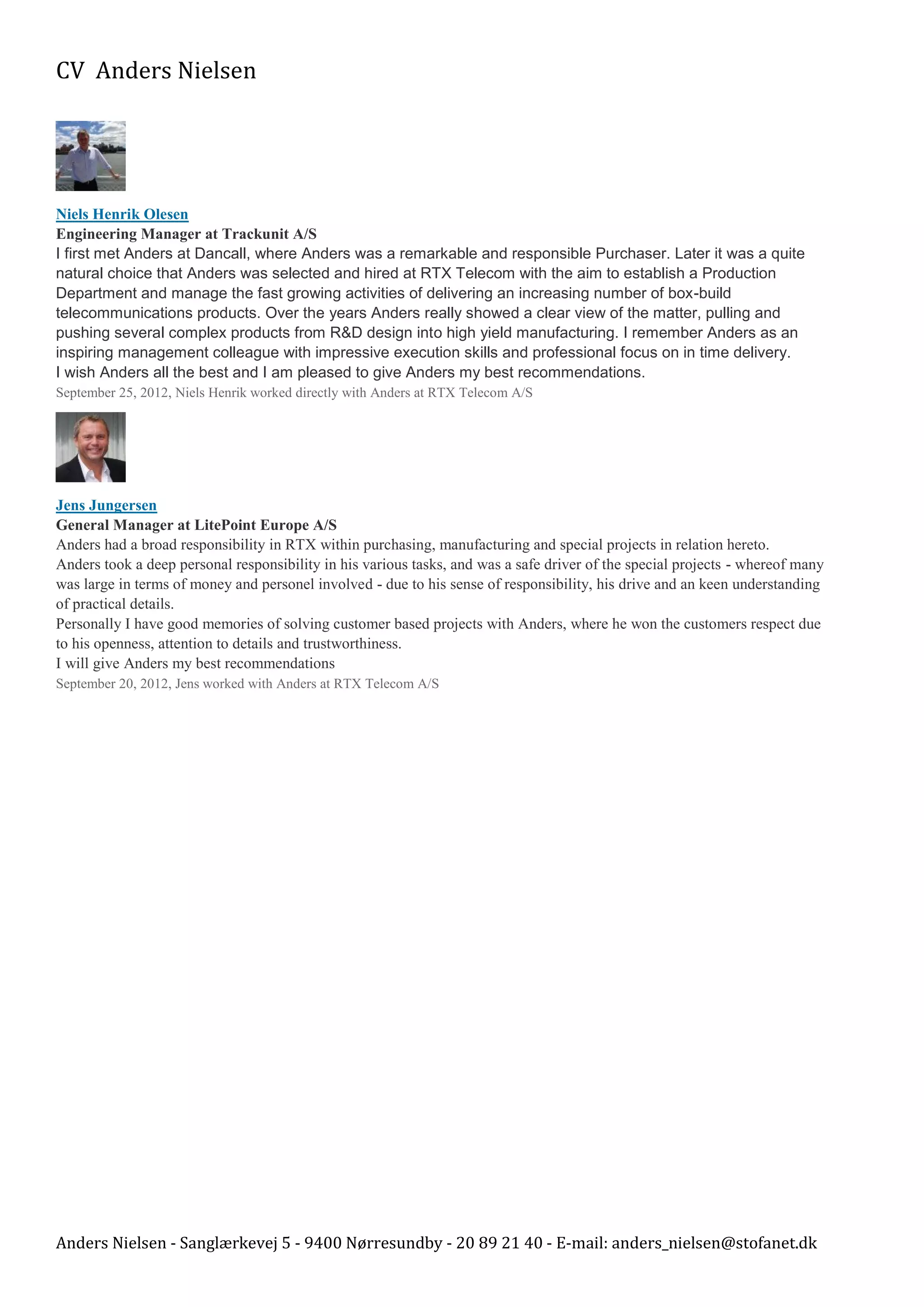 Anders Nielsen CV 18-01-2016 | PDF