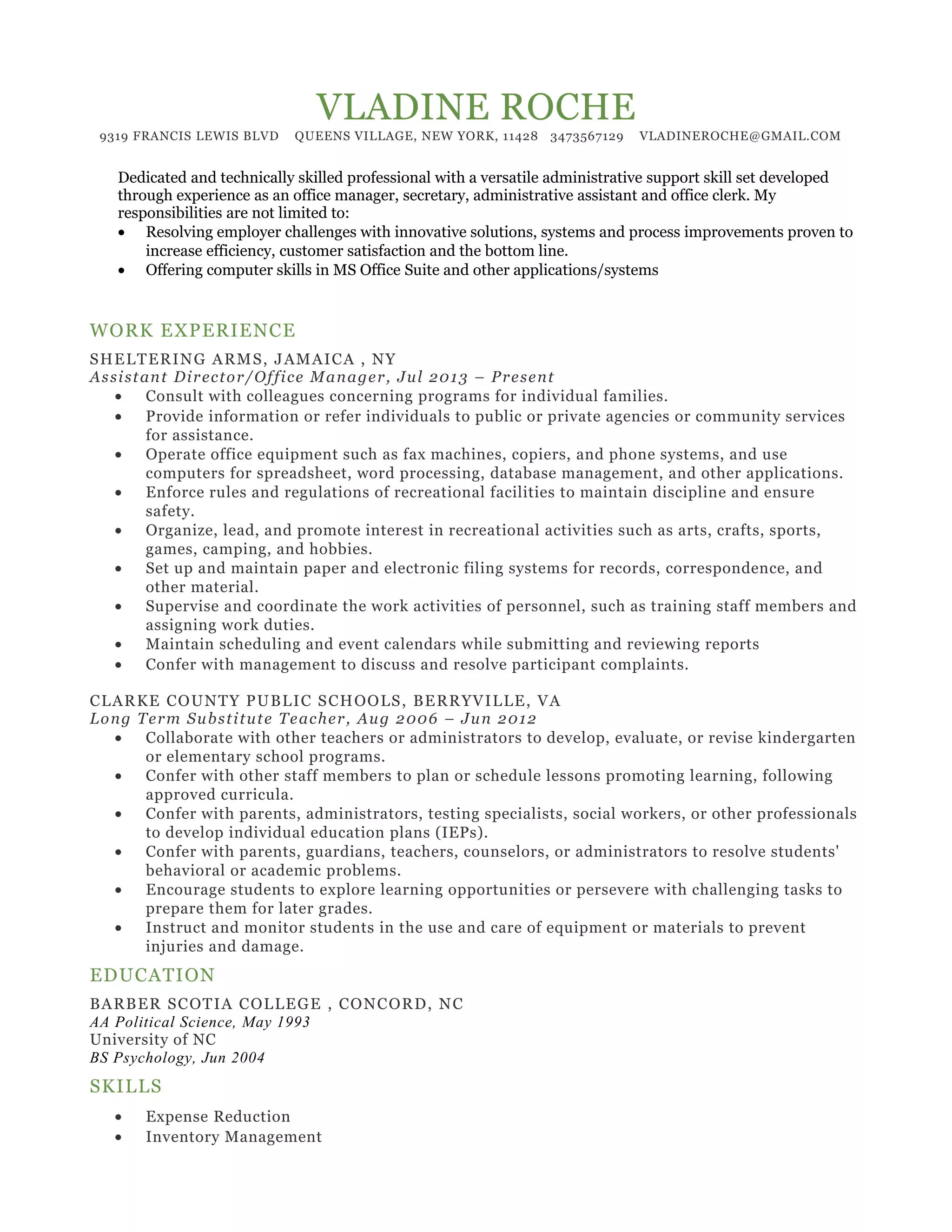 vladine Roche Resume | DOC