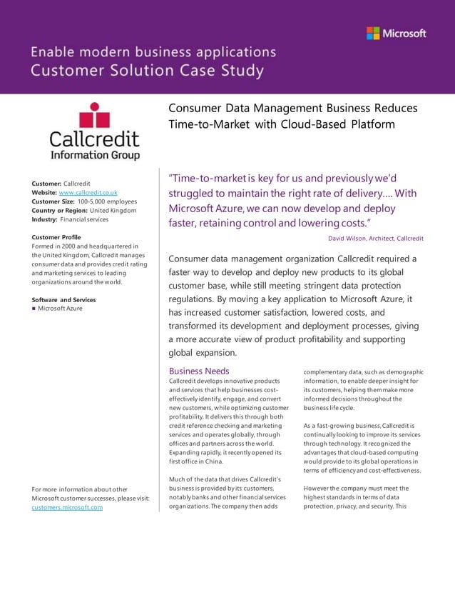 Callcredit Case Study | DOCX | Cloud Computing | Internet