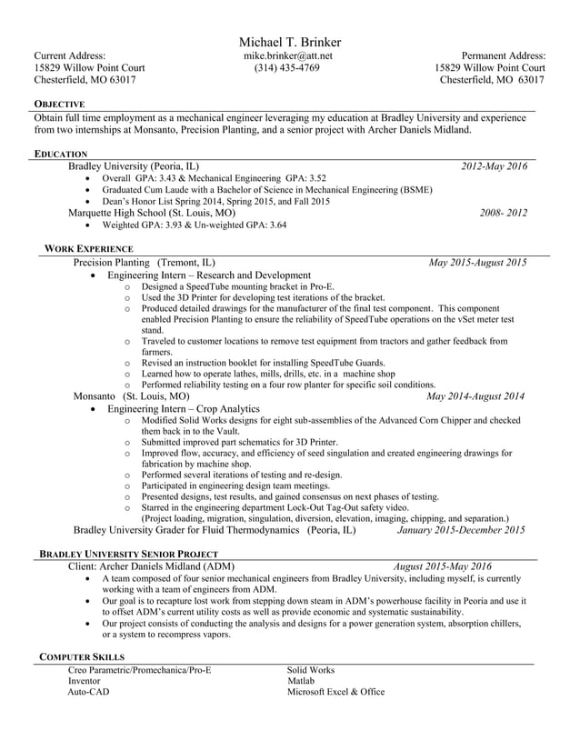 Michael Brinker Resume | PDF