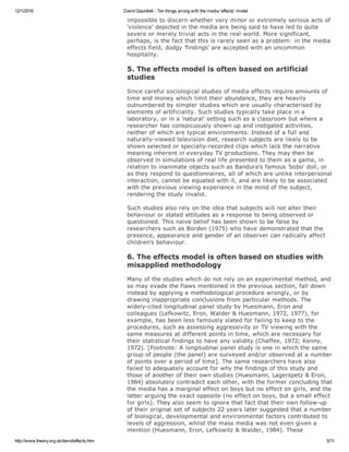 Reading 3- David Gauntlett - Ten things wrong with the media 'effects ...