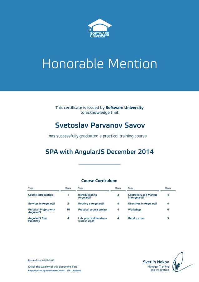 Angular JS Certificate | PDF