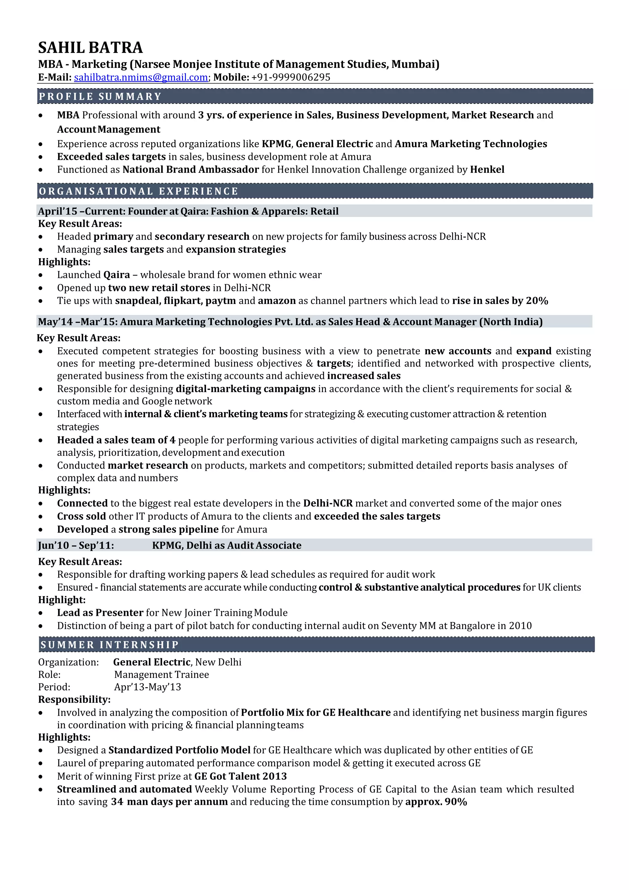 Sahil_Batra_CV_NMIMS_Marketing_Final | PDF