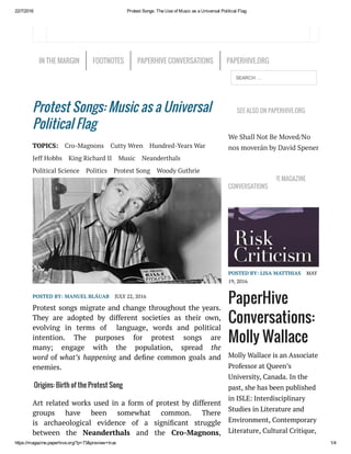 Protest Songs_ The Use of Music as a Universal Political Flag | PDF