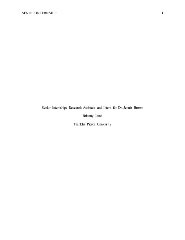 Senior Internship Paper | PDF